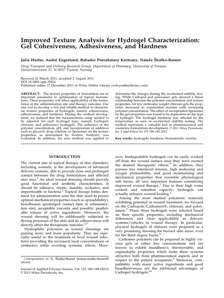 Improved Texture Analysis for Hydrogel Characterization_Gel ...