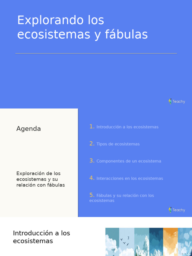 Slide - Explorando Los Ecosistemas y Fábulas | PDF | Ecosistema | Biodiversidad