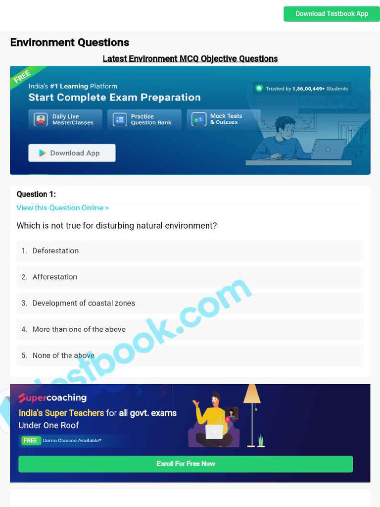 MCQ On Environment 5ee | PDF