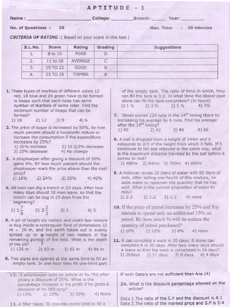 Aptitude Papers | PDF