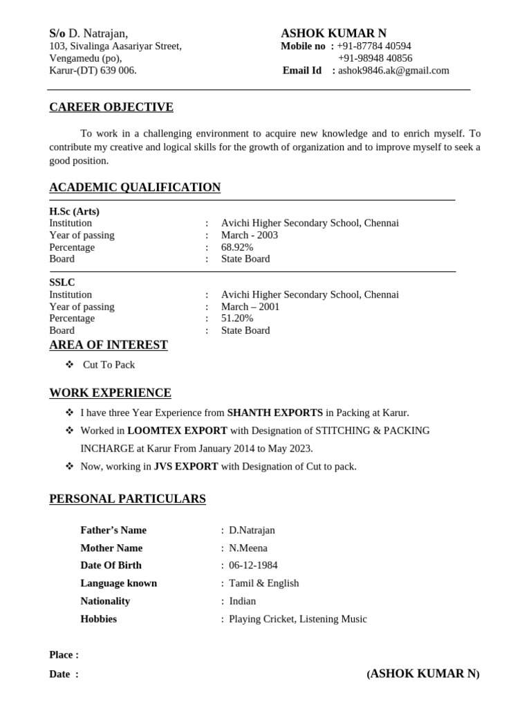 Ashok Resume | PDF