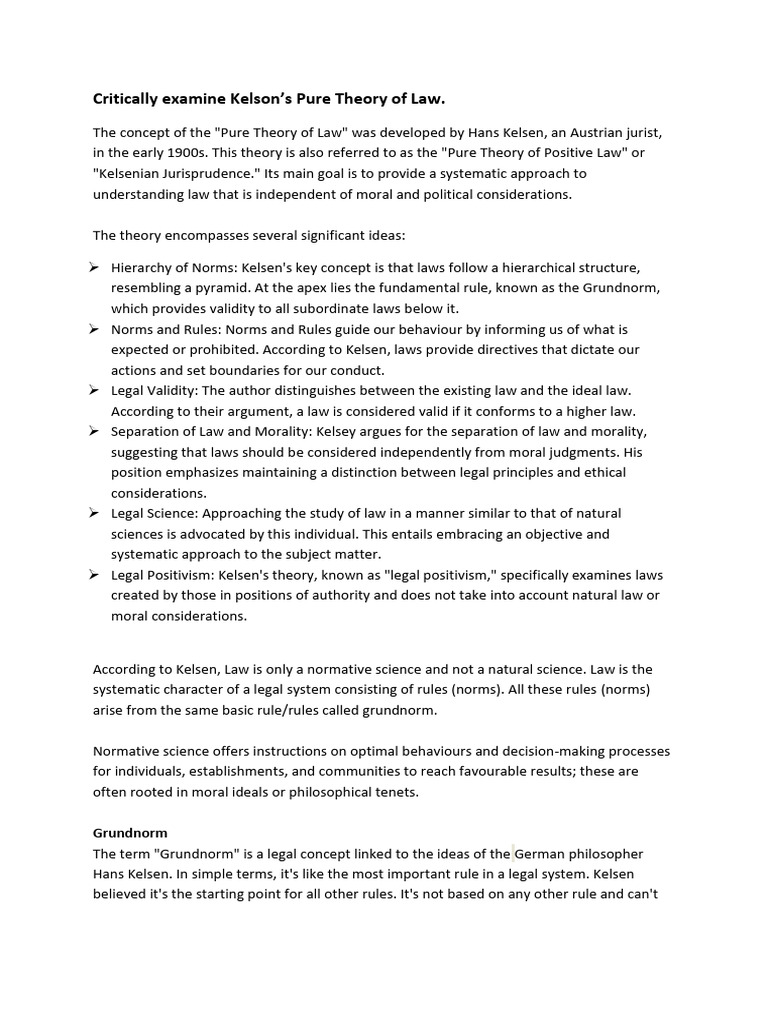 Kelson's Pure Theory of Law | PDF | Jurisprudence | Academic Discipline Interactions