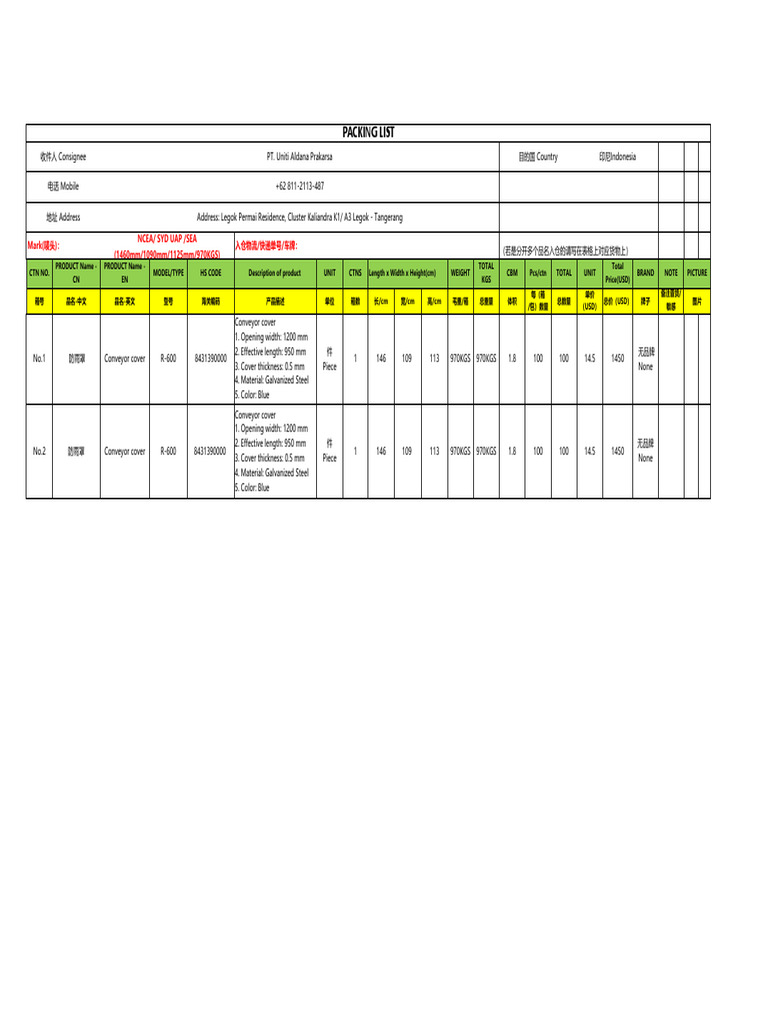 Packing List 2 | PDF