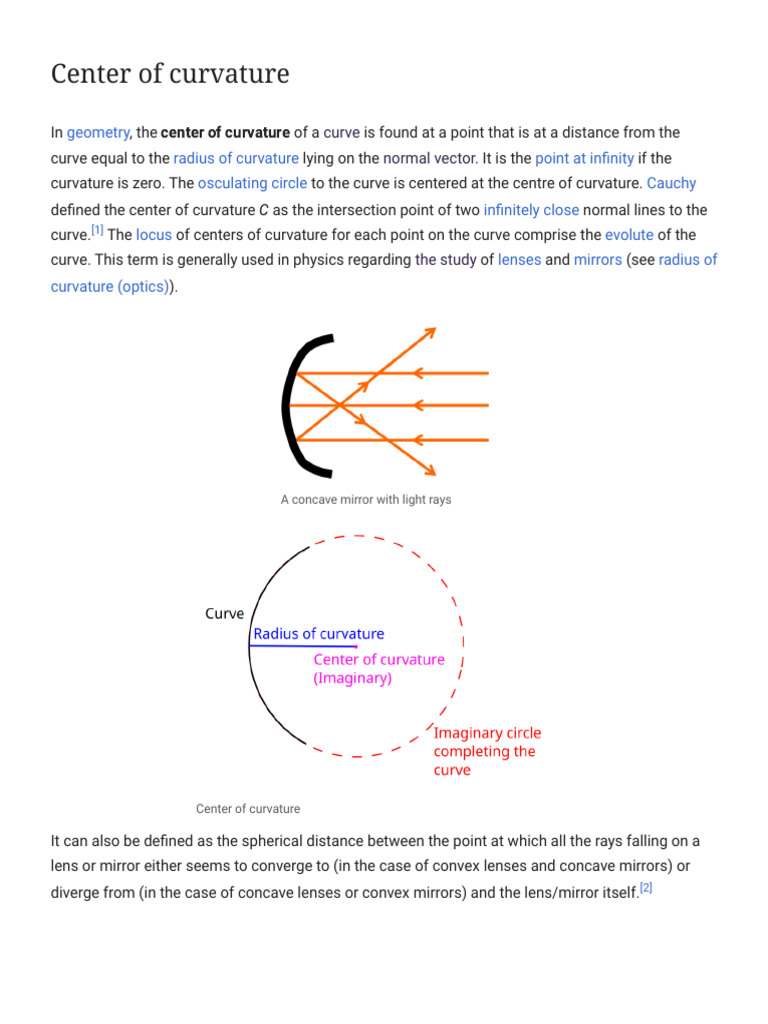 Center of Curvature - Wikipedia | PDF
