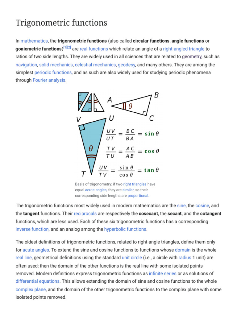 Trigonometric Functions - Wikipedia | PDF | Trigonometric Functions ...