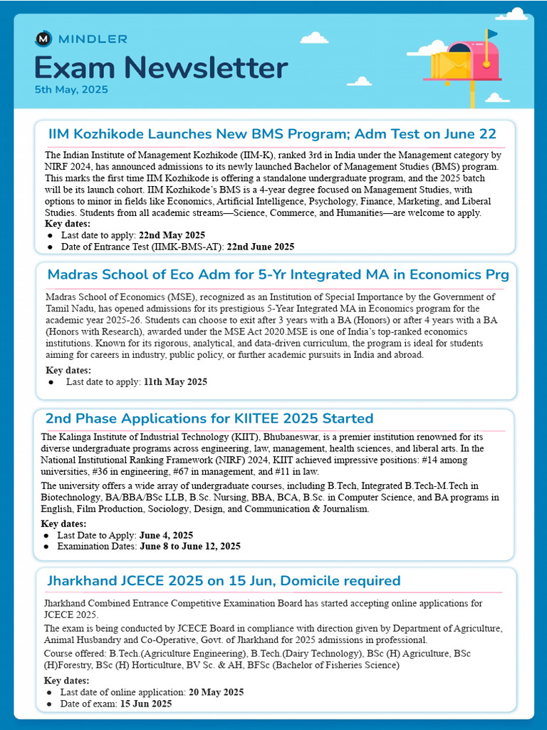 Mindler Exam Newsletter 5th May, 2025 | PDF | Bachelor's Degree ...