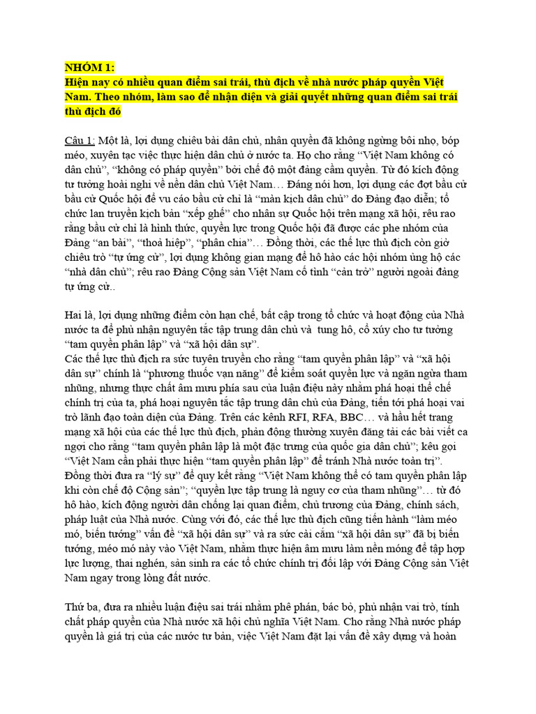 Trả lời TTHCM | PDF