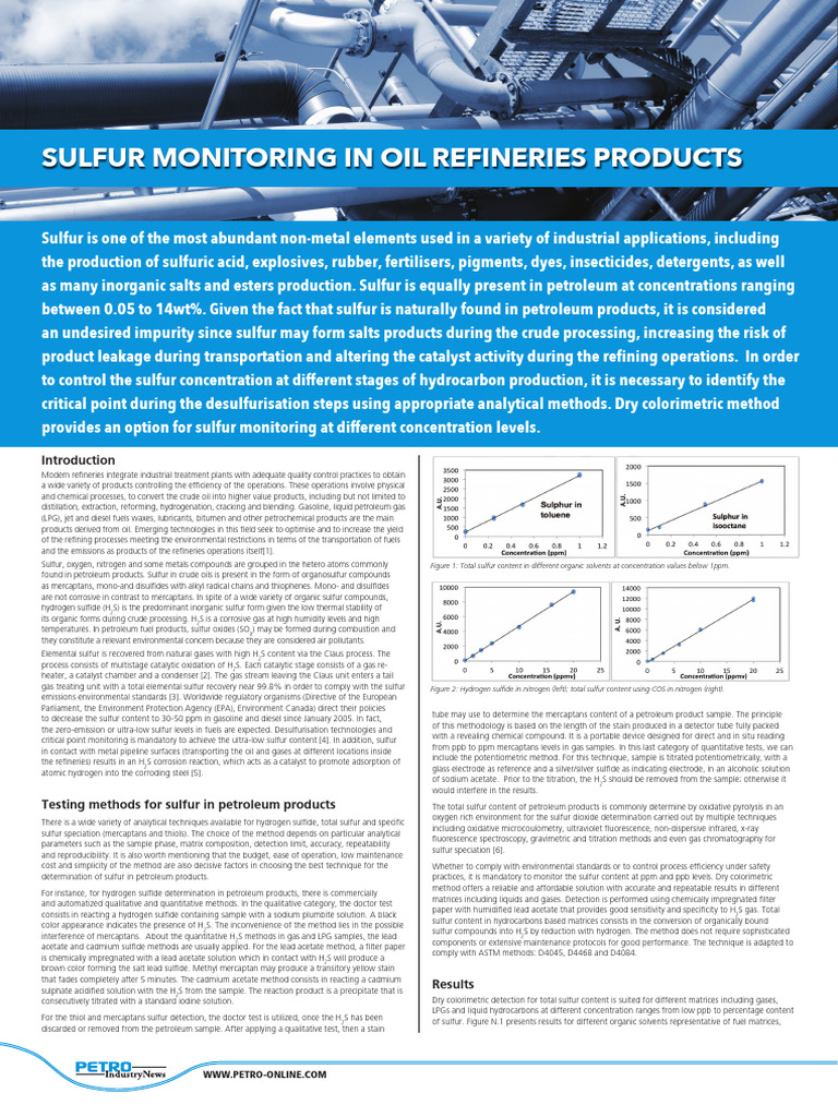 Sulfur Monitoring in Oil Refining | PDF | Oil Refinery | Sulfur