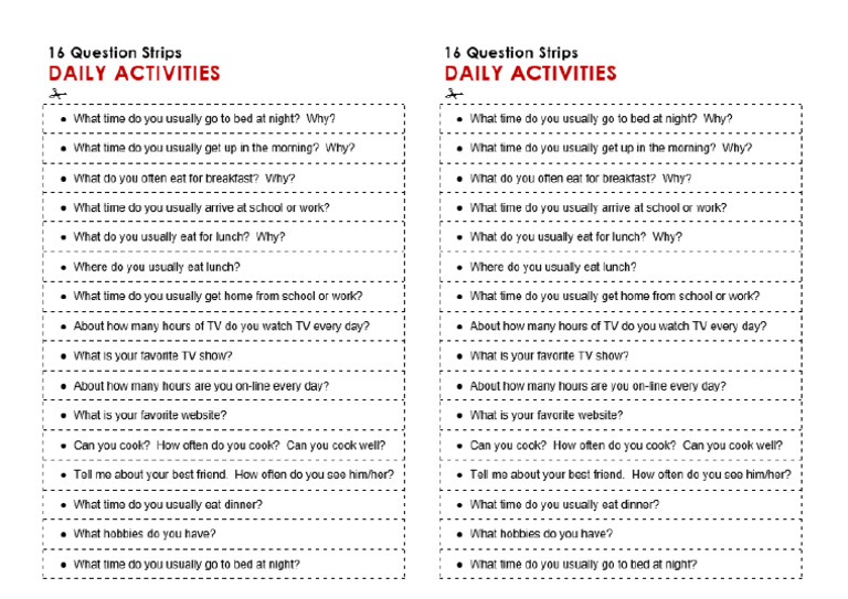 daily routine questions | PDF