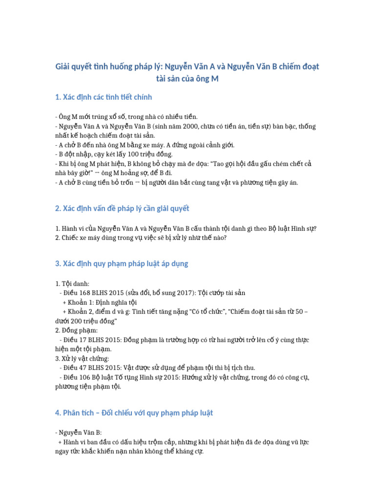 Tinh Huong Phap Ly Nguyen Van A B | PDF