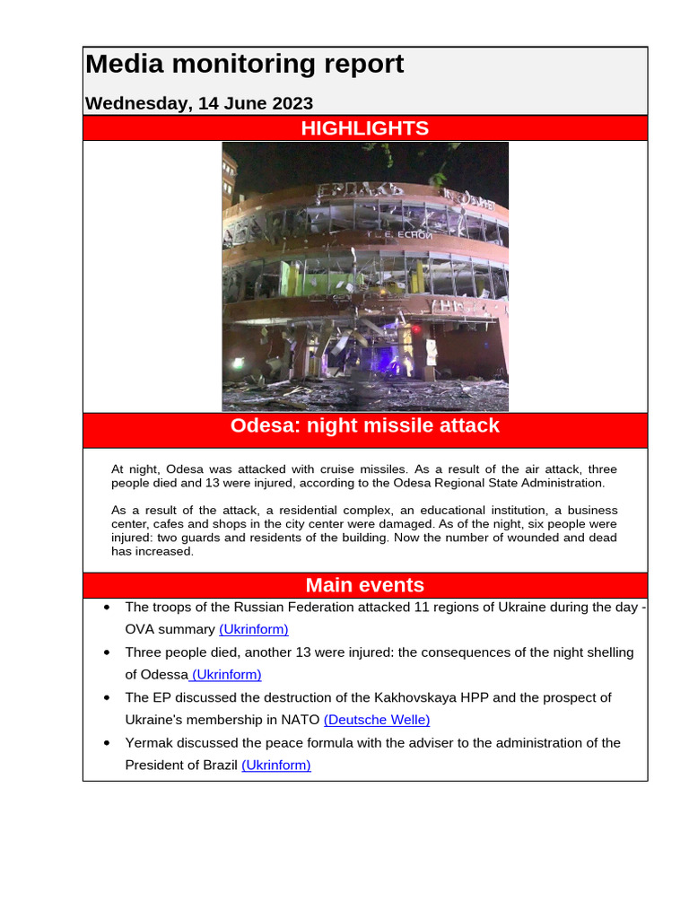 Media monitoring report 14.06.2023 | PDF