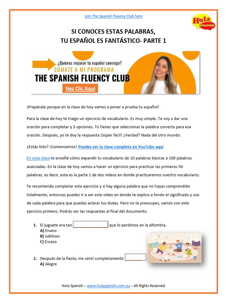 If You Know These 50 Words, Your Spanish Is Amazing PART 1 | PDF