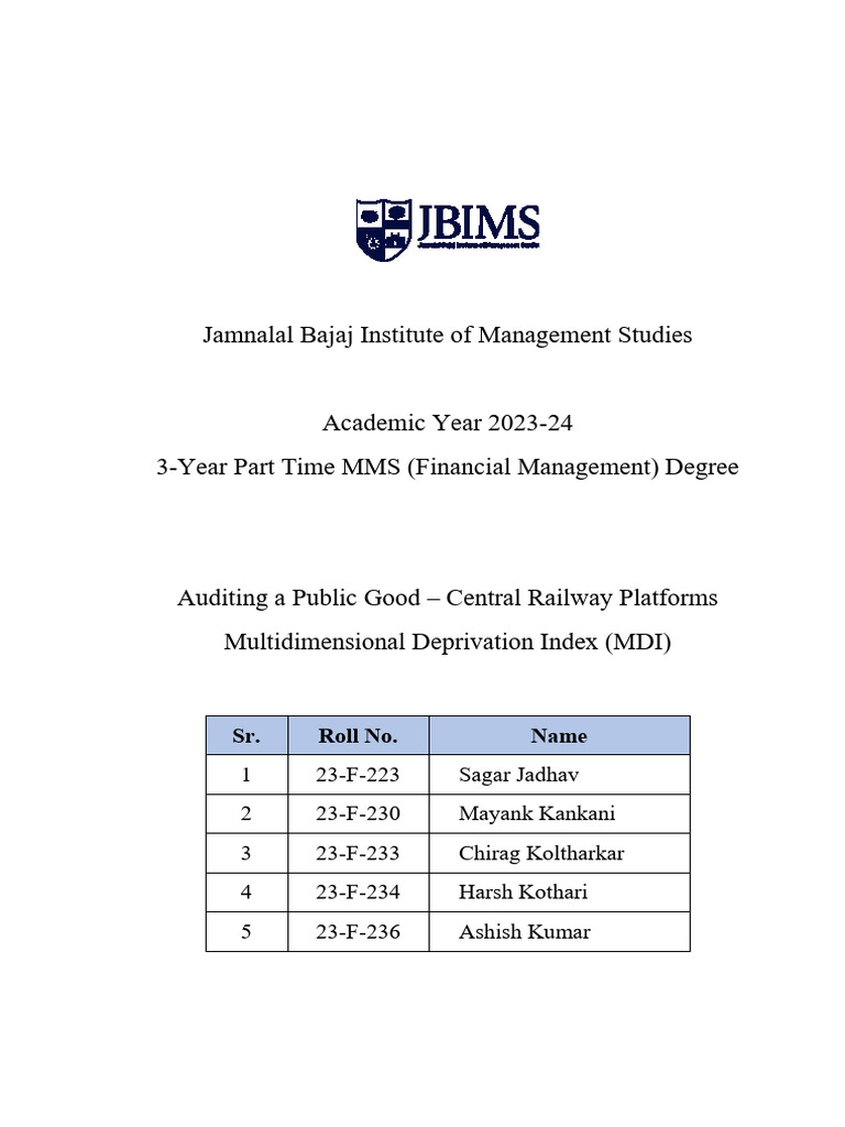 MDI Assignment - Central Railway Platforms | PDF | Transport