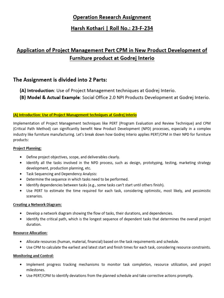Operation Research Assignment - Harsh Kothari - 23-F-234 | PDF ...
