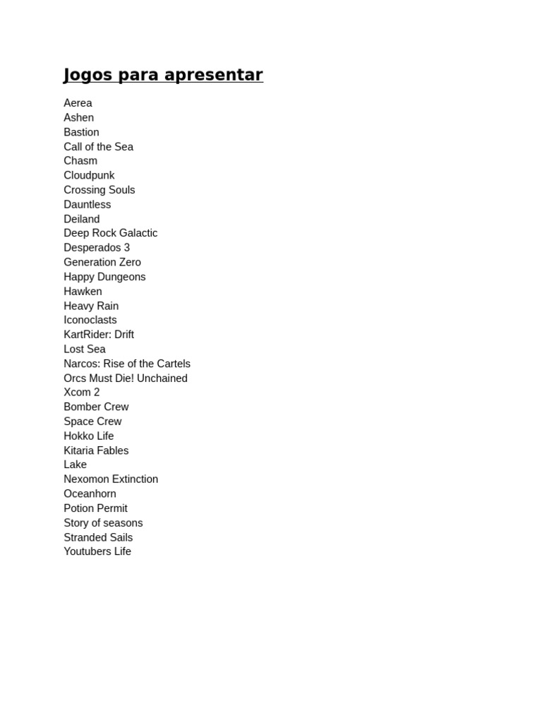 Jogos Para Apresentar | PDF