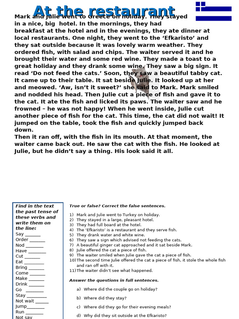 At The Restaurant - Exercise | PDF