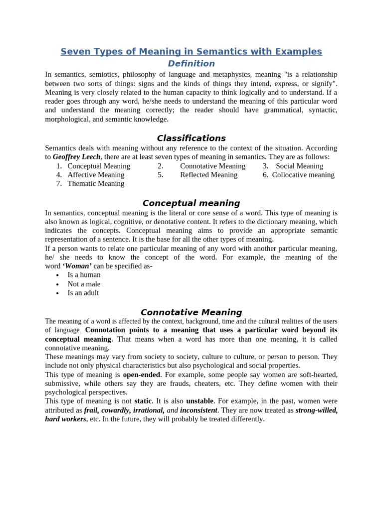 5. Seven Type of Meanings | PDF | Semantics | Semiotics