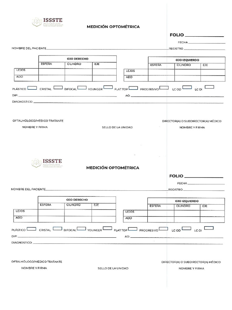 Formato para Medicion Optometrica JUL 2024 | PDF