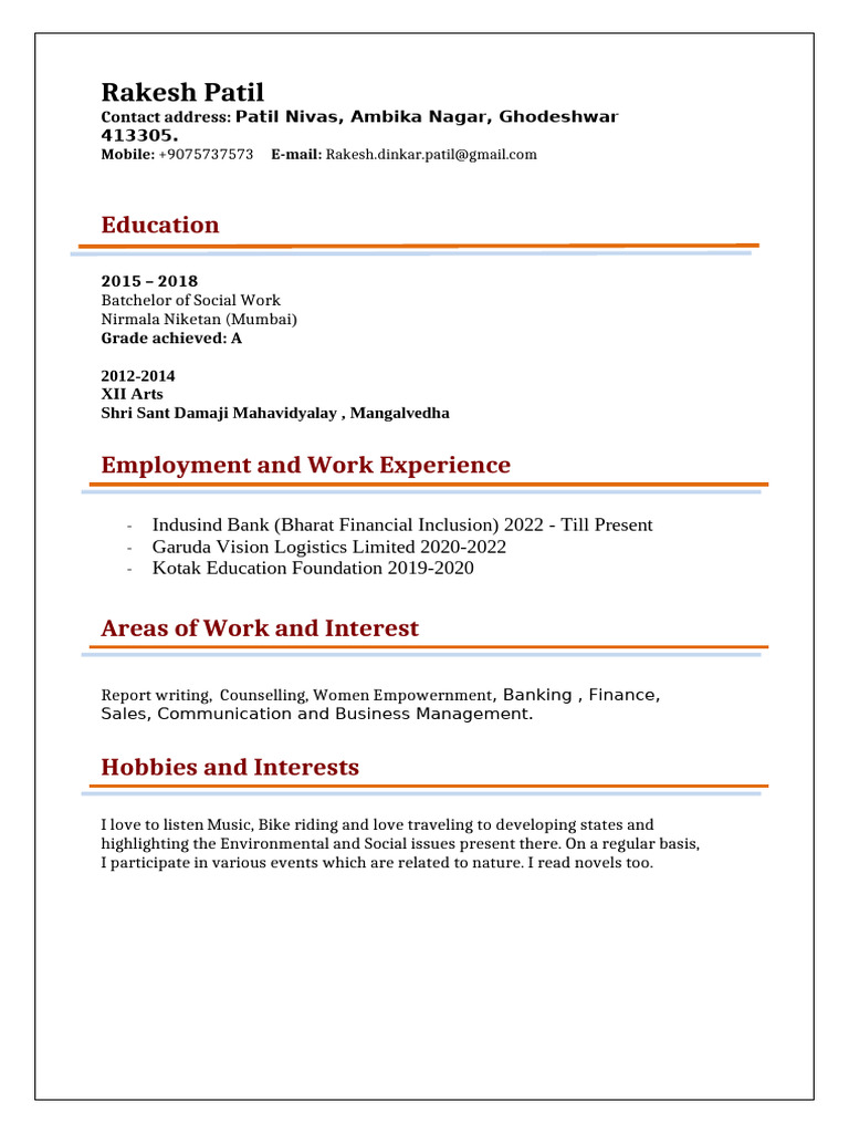 Rakesh Patil CV 2023 | PDF