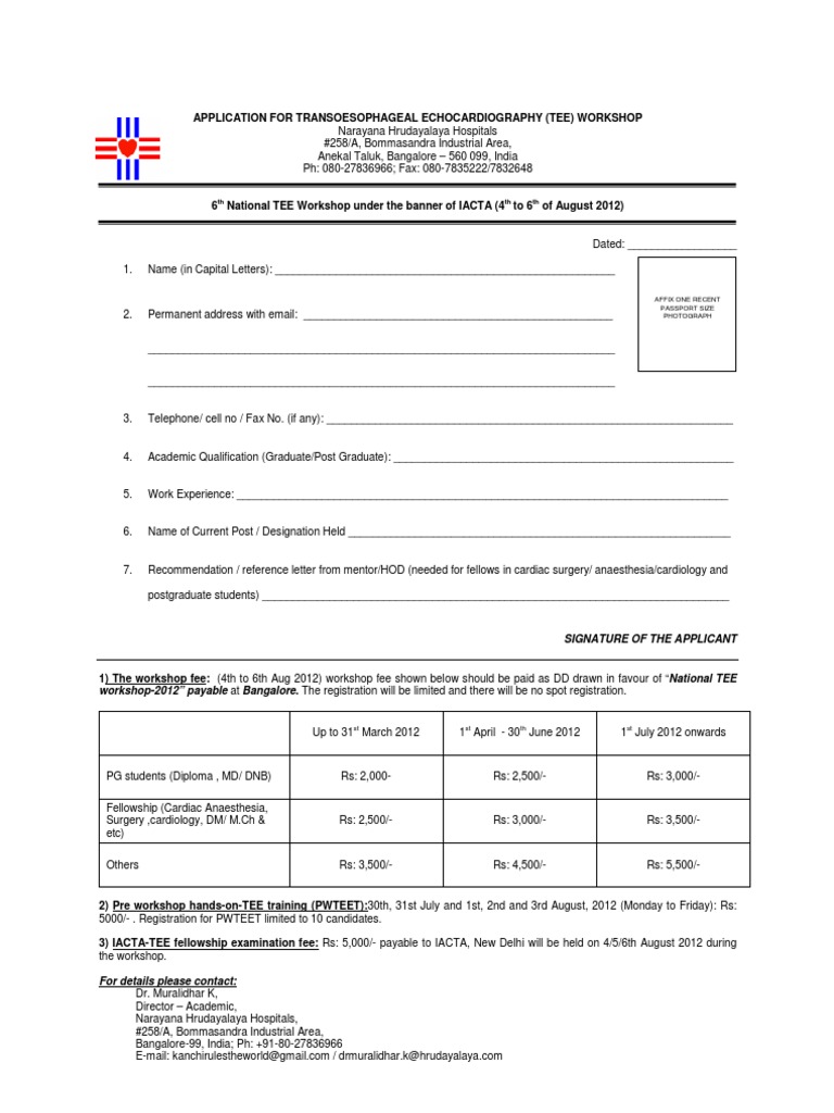 TEE Workshop Application Form 2012 | PDF