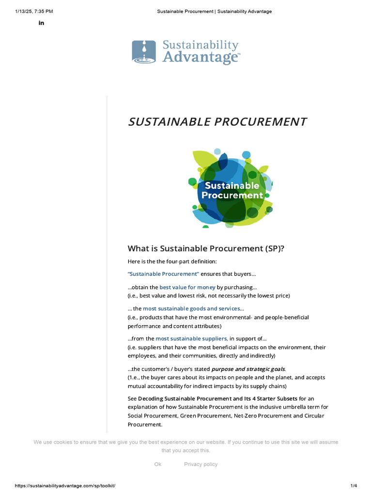 Sustainable Procurement - Sustainability Advantage | PDF | Procurement ...