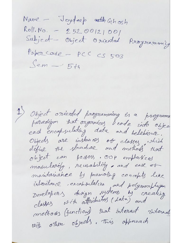 Object Oriented Programming | PDF