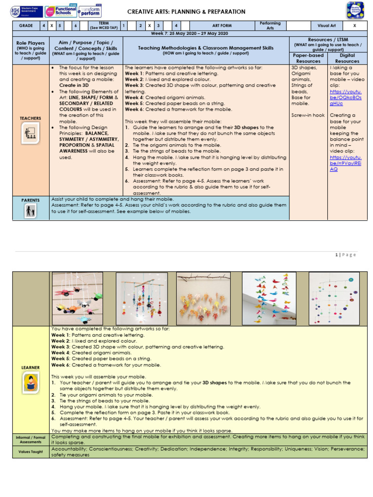 Lesson Plan GET IP Grade 4 Life Skills Creative Arts Term 2 Week 7 ...