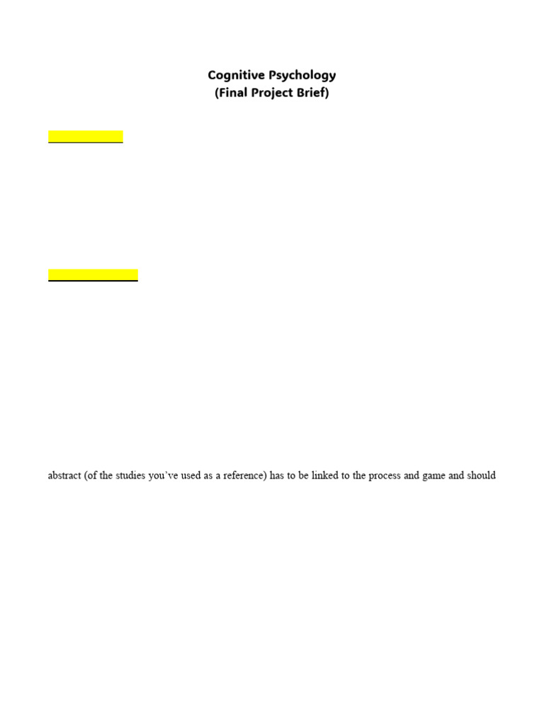 Cognitive Psychology Final Project Spring25 11032025 012733am | PDF ...