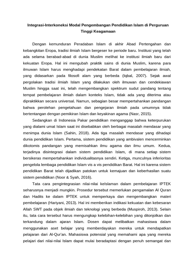 Catatan Integrasi Interkoneksi Keilmuan | PDF