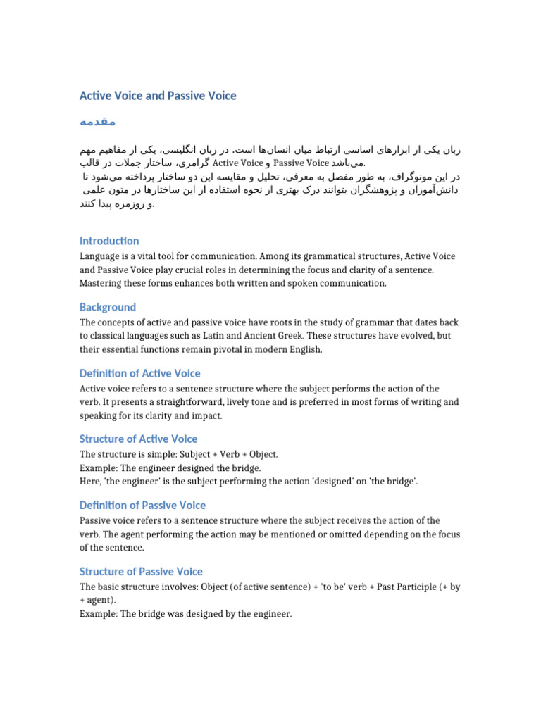 Monograph Active Passive Voice | PDF | Subject (Grammar) | Verb