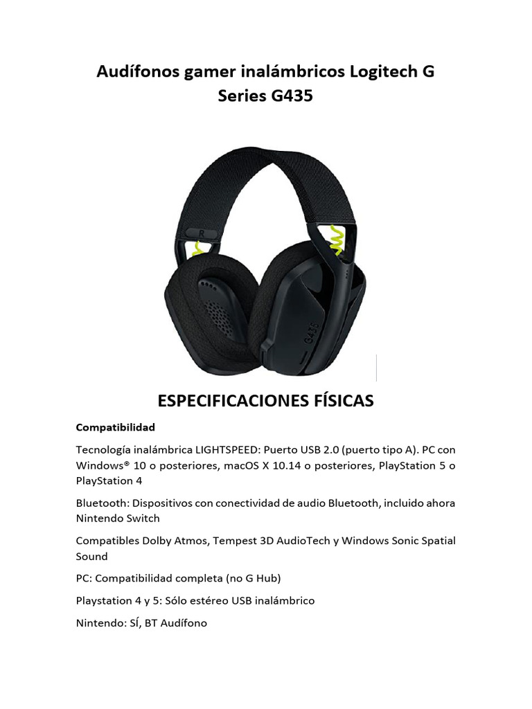 Manual de Audífonos Logitech G435 | PDF