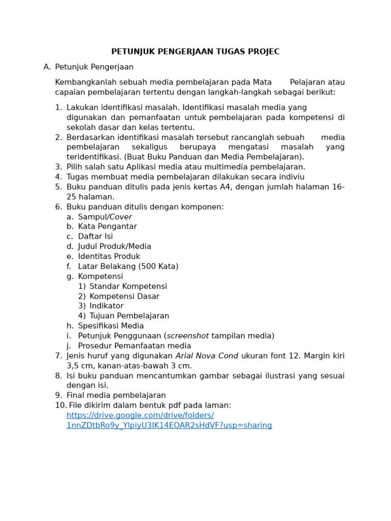 Petunjuk Pengerjaan Tugas Project | PDF