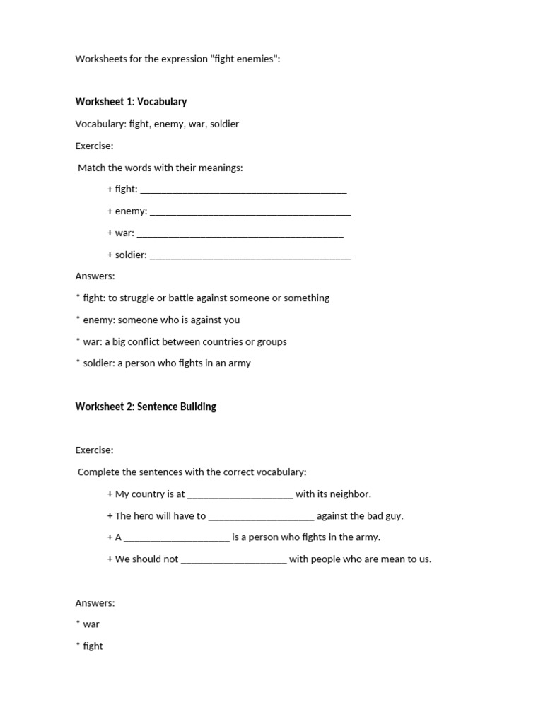 Worksheets For The Expression | PDF