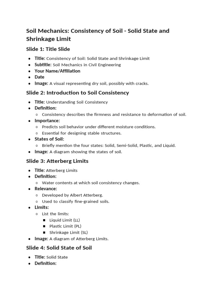 Soil Mechanics - Consistency of Soil (Solid State & Shrinkage Limit) | PDF | Materials Science ...
