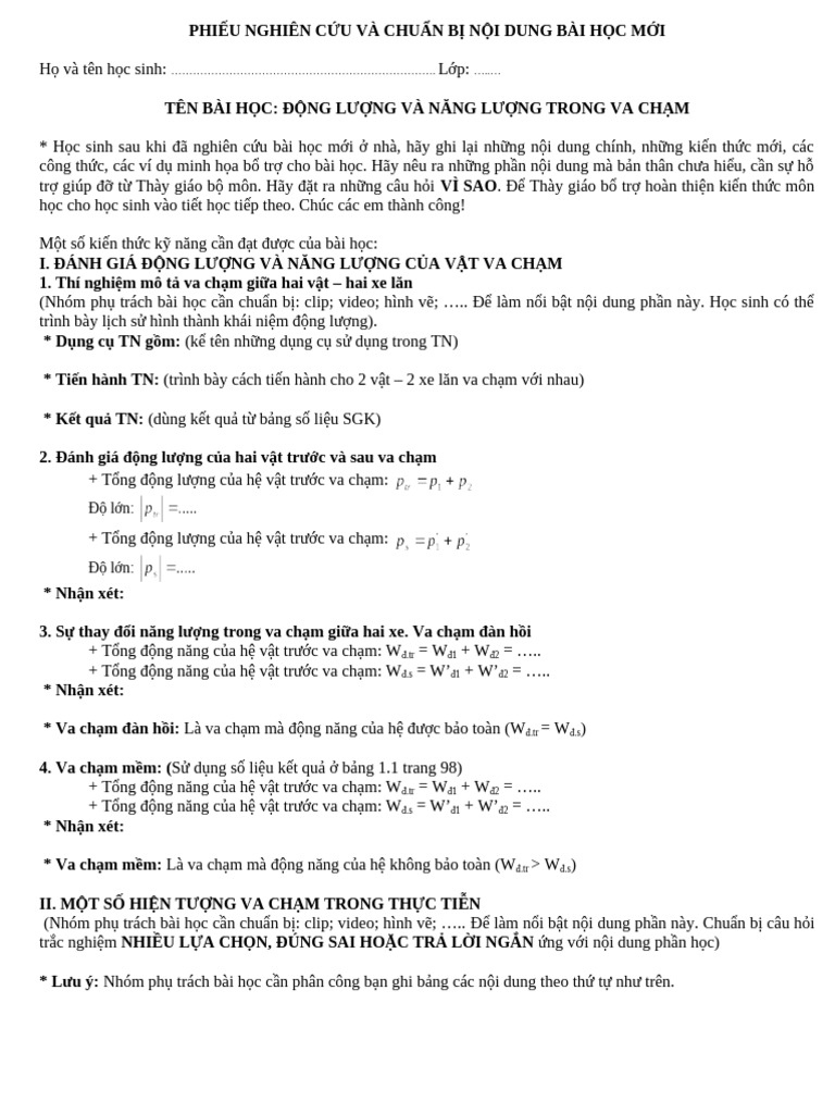 Bai DONG LUONG VA NANG LUONG TRONG VA CHAM | PDF