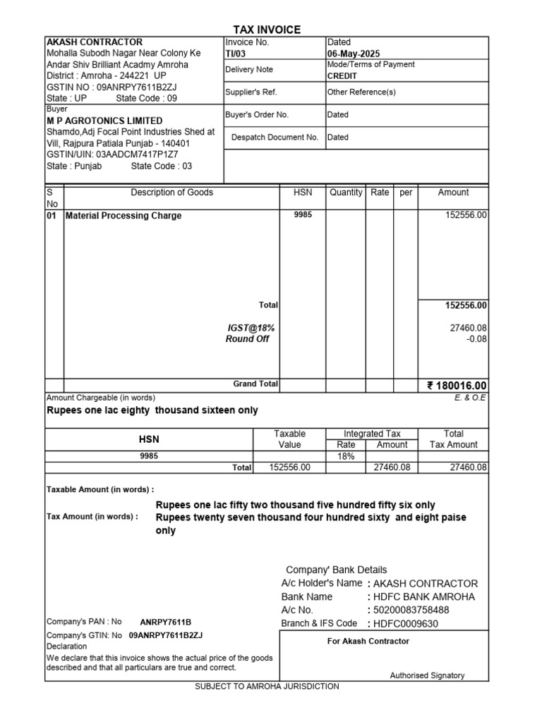 03 Akash Con | PDF | Invoice | Business