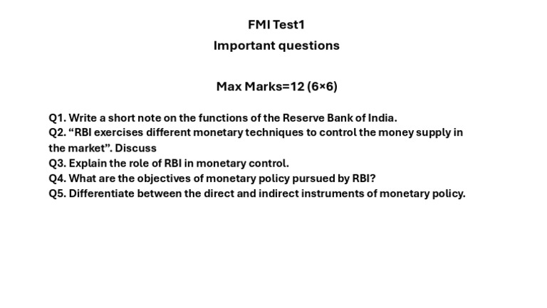 FMI Test1 Important Questions Max Marks 12 (6×6) | PDF