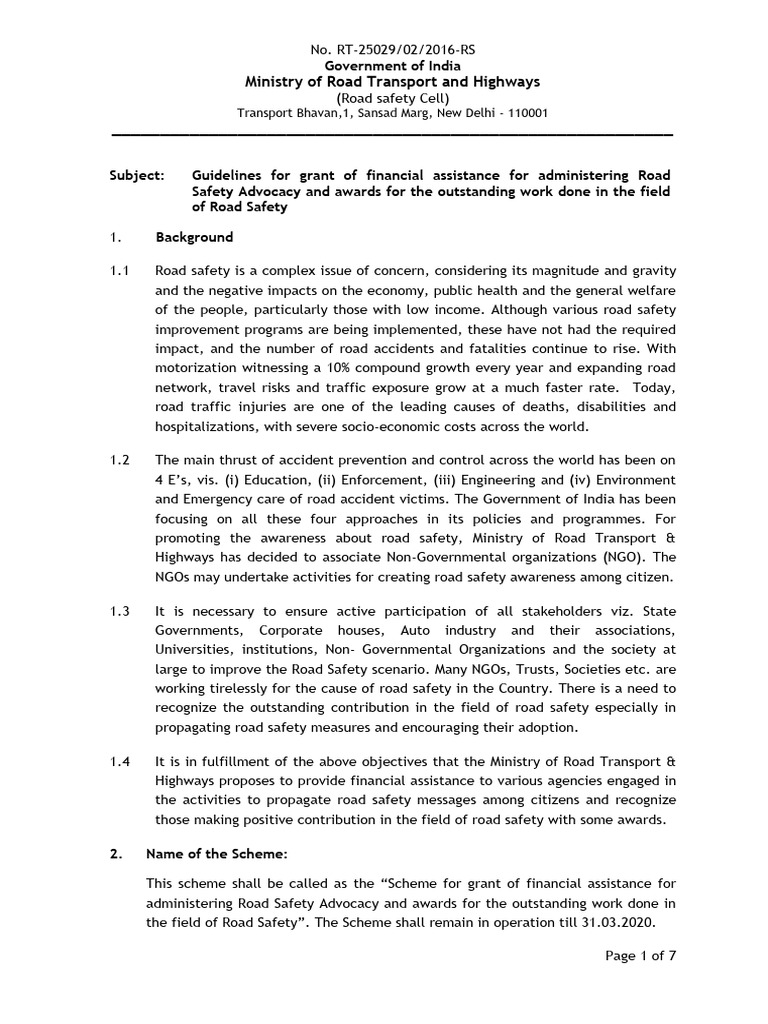 MoRTH Guidelines For Road Safety Advocacy | PDF | Road Traffic Safety | Traffic Collision