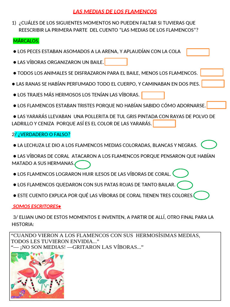 LAS MEDIAS DE LOS FLAMENCOS Actividades 5to A y B Velez | PDF