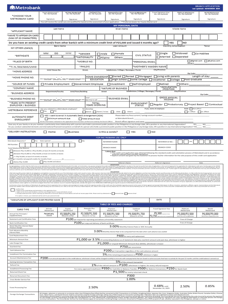 Metrobank Branch Application Form Editable With TRAVEL SIG (4) JERSON ...