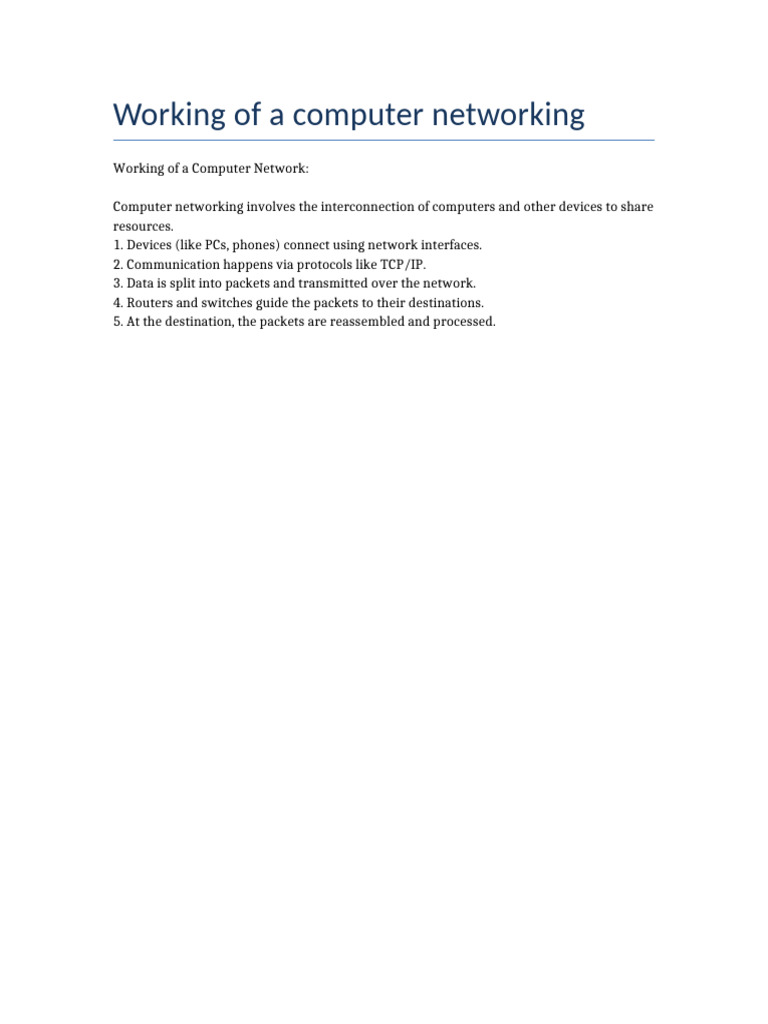 4 Working of a Computer Networking | PDF