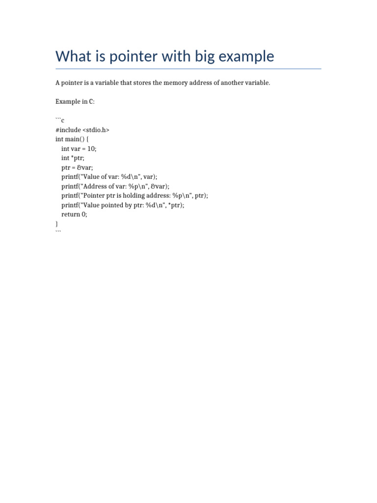 2 What is Pointer With Big Example | PDF