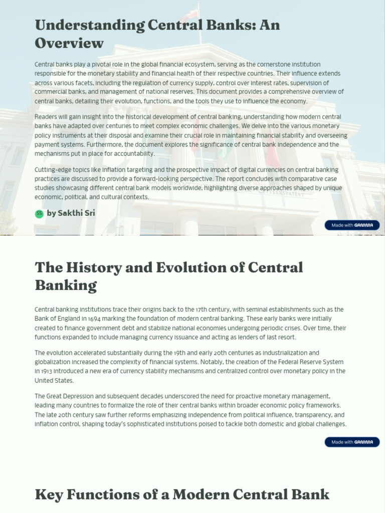 Understanding Central Banks An Overview | PDF | Central Banks ...