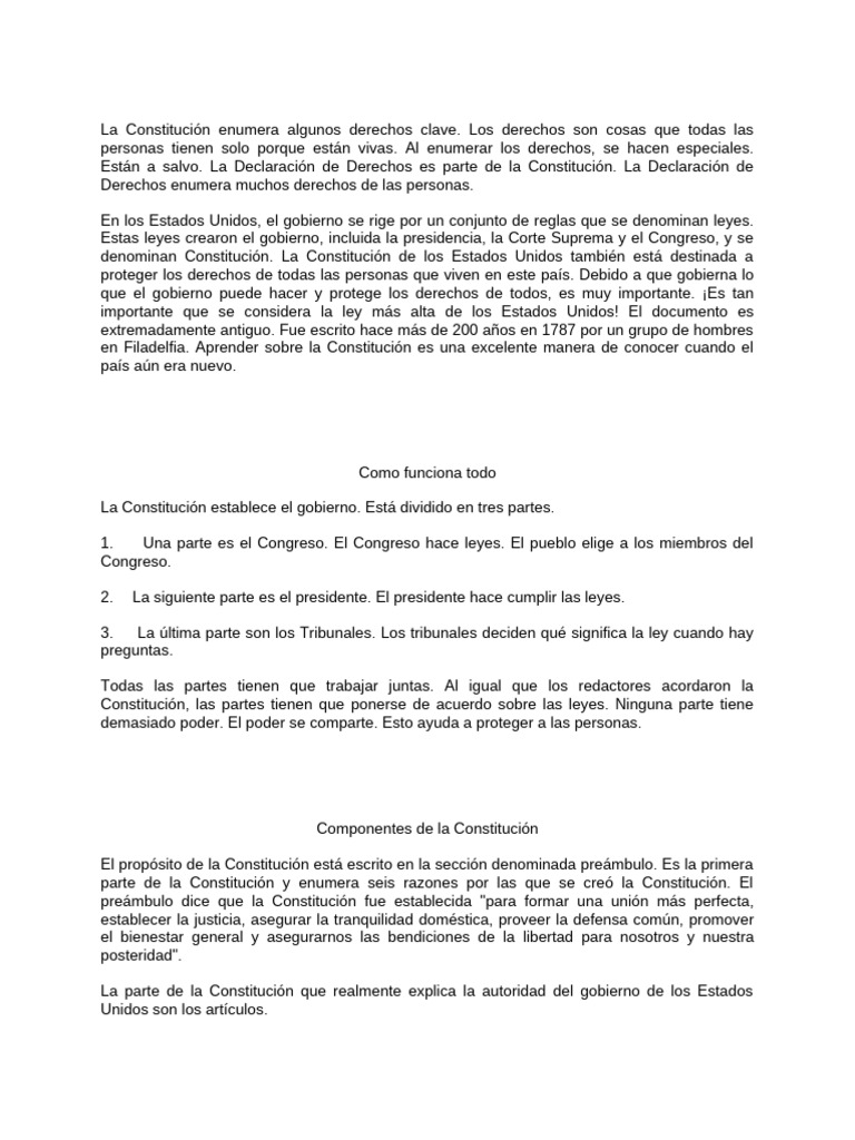 Derechos y Estructura de la Constitución USA | PDF | Constitución ...