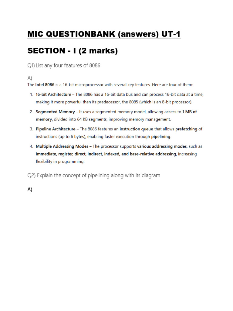 Mic Questionbank (Answers) Ut-1 | PDF