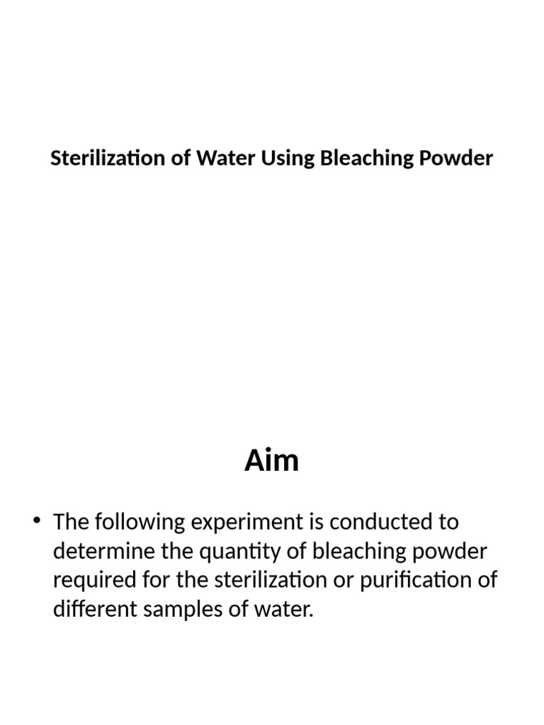 Sterilization of Water Using Bleaching Powder | PDF