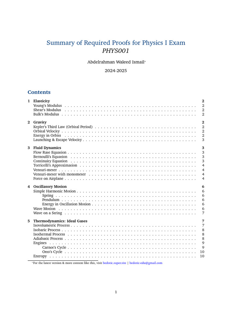Physics I Exam Proofs Summary | PDF | Classical Mechanics | Physics