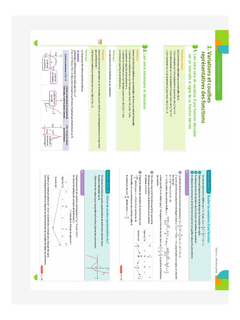 FIche de Cours: Variation Et Sign Fonction | PDF