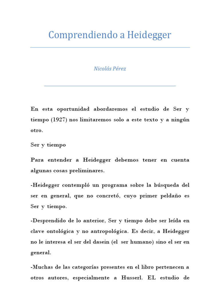 Análisis de "Ser y tiempo" de Heidegger | PDF | Verdad | Martin Heidegger