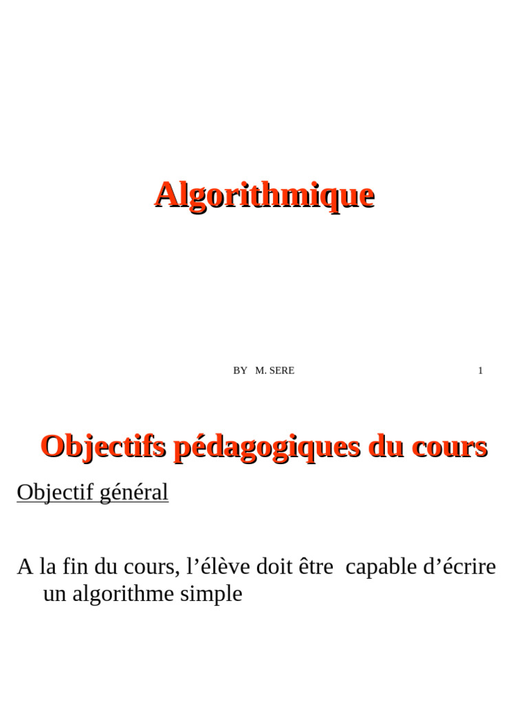 Chap1 Intro Algo-1 | PDF | Programme informatique | Programmation